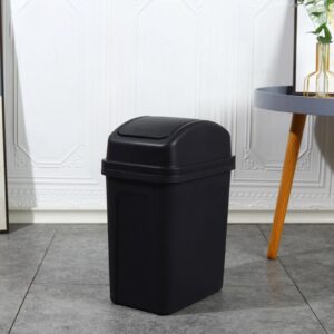 Aufmer Trash Can, 7l Pink Trash Can, Bathroom Trash Can, Plastic Kitchen Small Trash Bin, Swing Top Trash Can, Waste Basket for Home, Office, Garage, Patio, Restaurant Pink, Black,Green, Gray (Black)