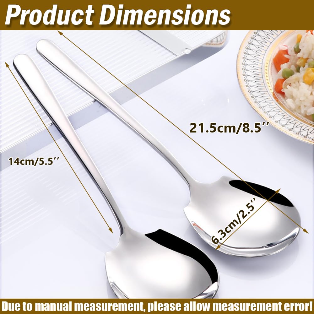 Txhlyx Serving Spoons,SUS 304 Stainless Steel Serving Spoons,Dishwasher Safe 8.5 x 2.5 inches (Set of 2)