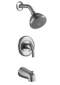 galim shower set with trim set, shower head & faucet set complete with valve shower fixtures, tub and shower trim kit, heavy duty stainless steel body, brass cartridge, single handle, satin nickel