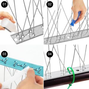 Yeasing Bird Spike for Pigeons 5Pack Bird Spikes 25cm Fence Animal Deterrent Bird Repellent Set Pigeon Spikes Long Seagull Cat Intruder Deterrents for Roofs and Windows, Sliver