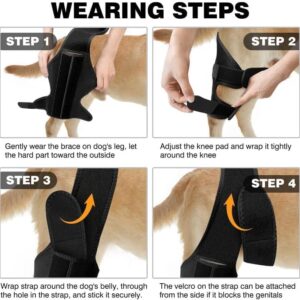 JUANWAN Dog Knee Brace Leg Braces - Dog Canine Knee Stifle Brace Wrap Dog Knee Brace for Torn ACL Hind Leg Joint Pain Muscle Sore Pet Brace Reduces Pain and Inflammation (M)