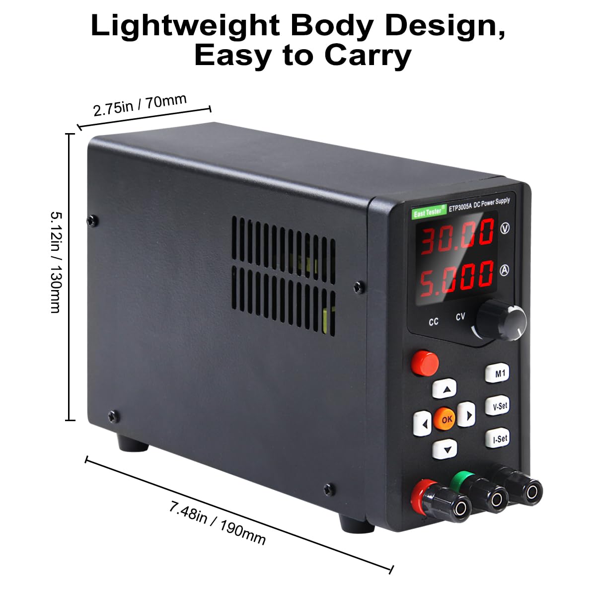 GALOOK DC Power Supply Variable, High Precision Bench Power Supply with Memory Storage, Variable Power Supply with Encoder Knob, 4-Digit LED Display Adjustable Regulated lab Power Supply