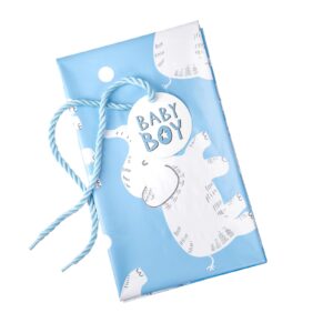 Loveinside Jumbo Large Plastic Gift Bag, Baby Boy Elephant Design Plastic Bag with Tag and Tie for Birthday, Baby Shower and Holiday - 56" x 36", 1 Pcs - Elephant Blue