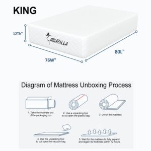 LIYIH 12 Inch King Mattress, King Size Mattresses,Room Mattress,Foam Mattress,Improve Back Pain, Individually Boxed,CertiPUR US Certified【New Version】