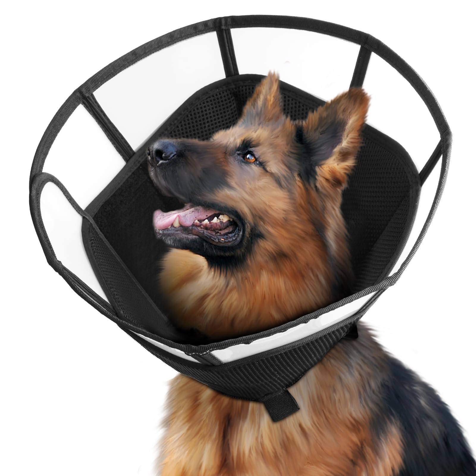 Soft Dog Cone Collar for After Surgery-Breathable Pet Recovery Collar,Adjustable Elizabethan Collar for Wound Care,Suitable for Large,Medium,and Small Dogs and Cats (Black, L (Neck:13-17 in))