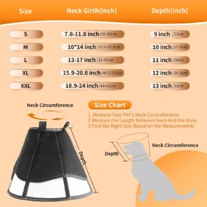 Soft Dog Cone Collar for After Surgery-Breathable Pet Recovery Collar,Adjustable Elizabethan Collar for Wound Care,Suitable for Large,Medium,and Small Dogs and Cats (Black, L (Neck:13-17 in))