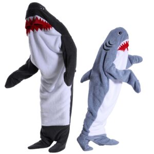 Yaruing Shark Wearable Blanket, Flannel Blanket Hoodie Onesie for Adult & Kids,Hooded Blanket with Sleeves, Soft Cozy Cosplay