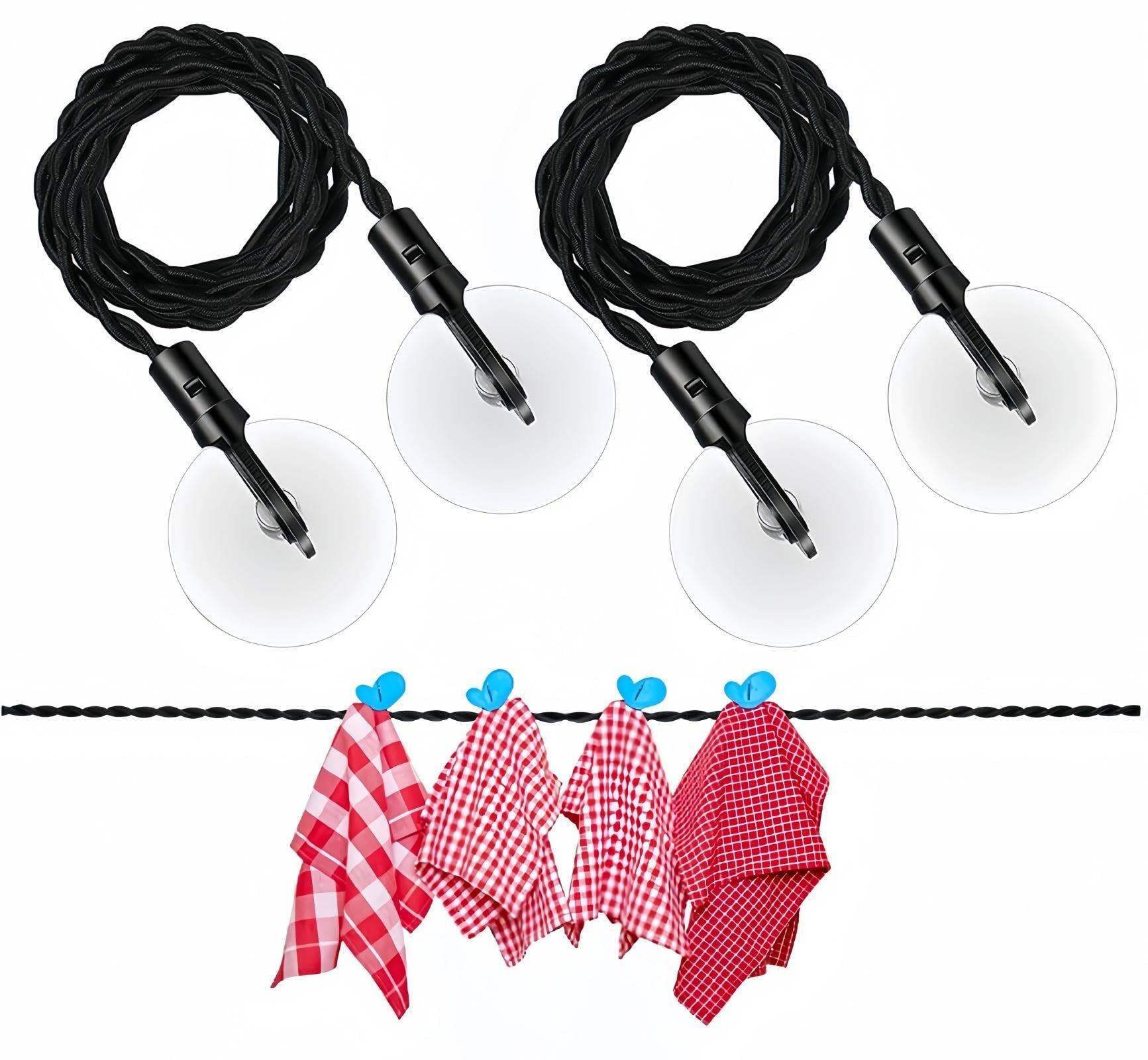 Generic Travel Clothesline - No Clips Needed! Stretchable Outdoor Clothes Line Ropes for Easy Drying-Clothes line Outdoors-Travel Clothesline for Hotel Room-Outdoor clotheslines for Outside (1.5M+3M)