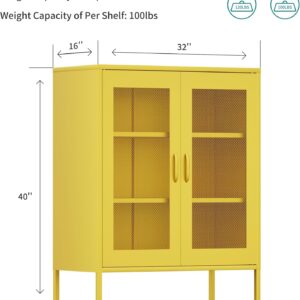 YAUWOH Metal Garage Storage Cabine with 2 Doors and 4 Adjustable Shelves - 73" Metal Display Cabinet,Metal Mesh Cabinet for Office,Home,Garage,Gym,School