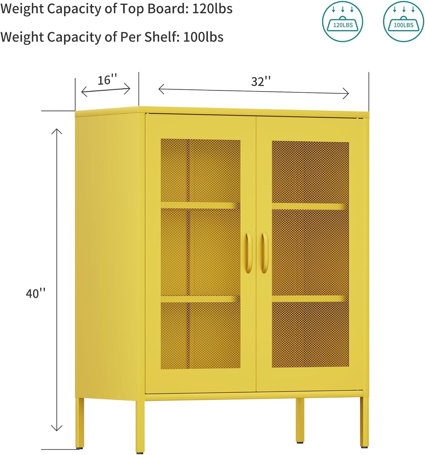 YAUWOH Metal Garage Storage Cabine with 2 Doors and 4 Adjustable Shelves - 73" Metal Display Cabinet,Metal Mesh Cabinet for Office,Home,Garage,Gym,School