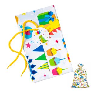 Loveinside Jumbo Large Plastic Gift Bag, Birthday Design Plastic Bag with Tag and Tie for Birthday Party, Graduation, Baby Shower - 56" x 36", 1 Pcs - Dinosaur