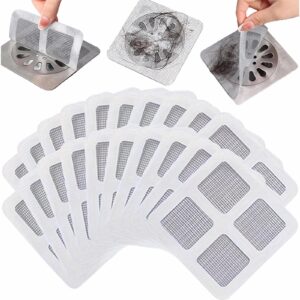 asoqola 30 pack,4"" x 4"" disposable shower drain cover, hair catcher shower drain mesh stickers, bathroom, laundry, bathtub, kitchen, sink for human and pet hair (30 pcs), gray, zzdlt-30p