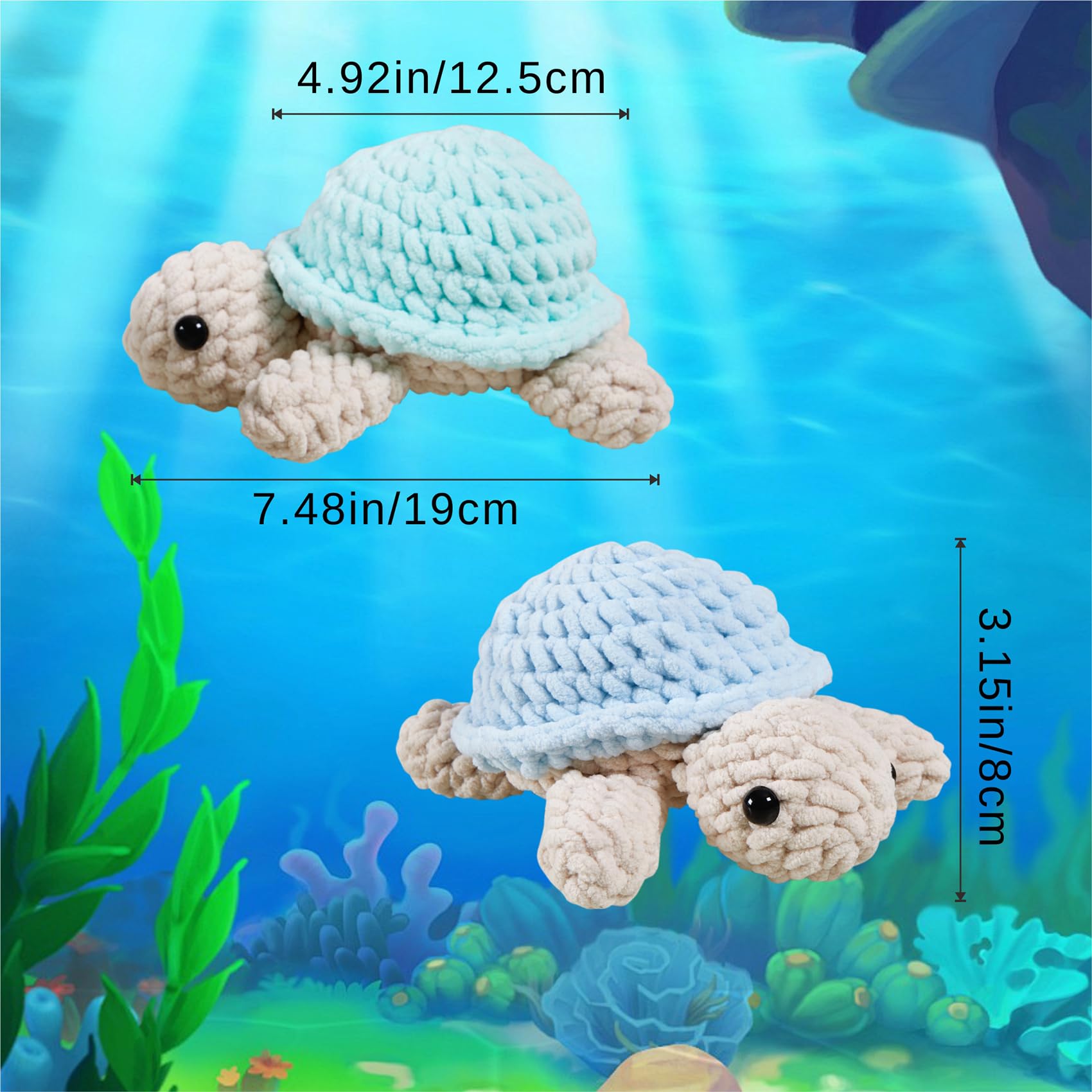 Eelexa Crochet Kit for Beginners, Amigurumi Crocheting Animal Kits, Learn to Crochet with Step-by-Step Video Tutorials for Kids Adults Beginner - 2 Pack Turtles