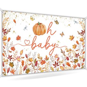 avezano pumpkin baby shower backdrop fall gender neutral oh baby background autumn little pumpkin maple leaves baby shower party decorations banner 70.8 x 43.3 inch