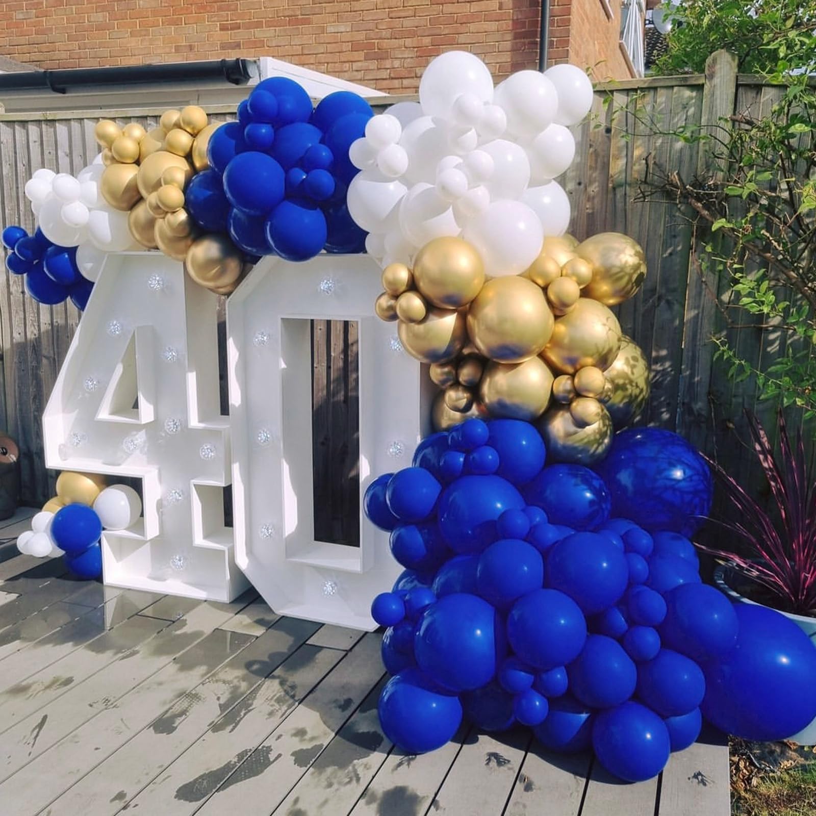 BAUANOOY Royal Blue Gold White balloons, 60pcs 12 Inch Navy Blue Metallic Gold Confetti Balloon for Wedding Graduation Baby Shower Birthday Decorations