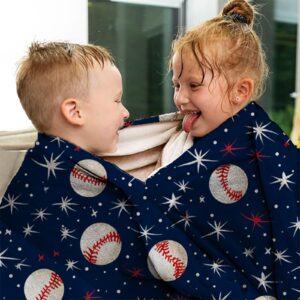 Firmiso Baseball Blanket Deep Blue Thin Throw for Boys Girls, to My Son Daughter Gift for Birthday Christmas Thanksgiving, 40x50 inches, Soft Fleece Throw for Kids, Lightweight