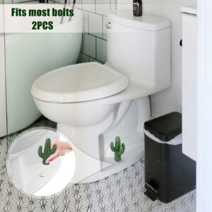 2pcs Toilet Bolt Caps, Ceramic Cute Cactus Covers Toilet Bolts Toilet Bolt Covers Easy installation Toilet Bowl Caps Set for Bathroom Decor