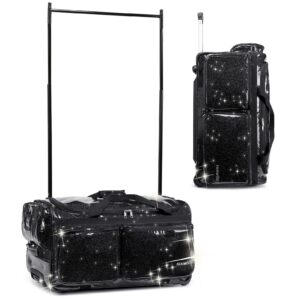 fanwoli 28" dance bag | shine-bright collection | waterproof glittering fabric | ideal competition duffle bag with garment rack | sparkle black