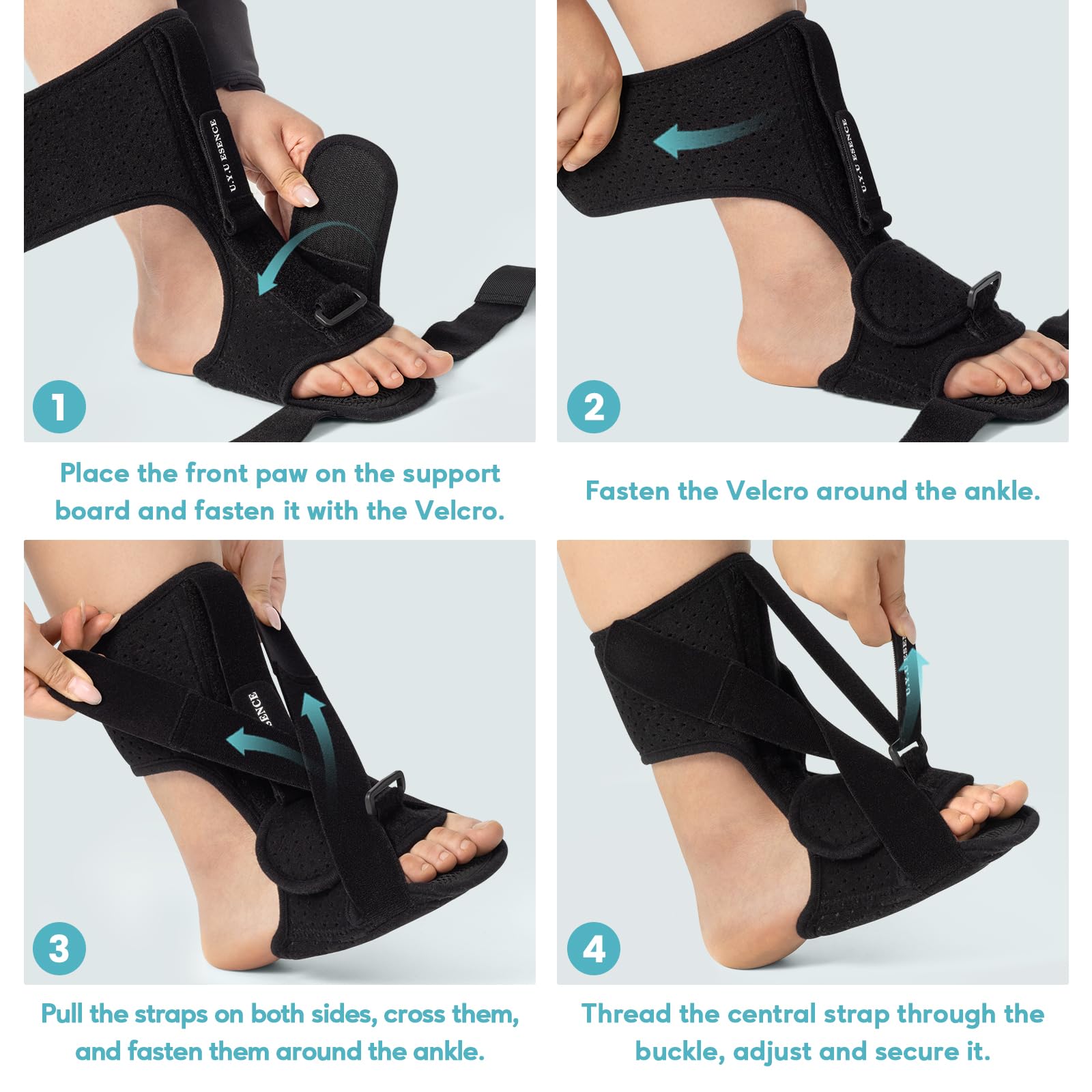 U.Y.U ESENCE Plantar Fasciitis Night Splint Women Men,Plantar Fasciitis Brace for Foot Drop & Plantar Fasciitis relief,Plantar Fasciitis Socks,Sleep Support for Left & Right Foot (Black, L)