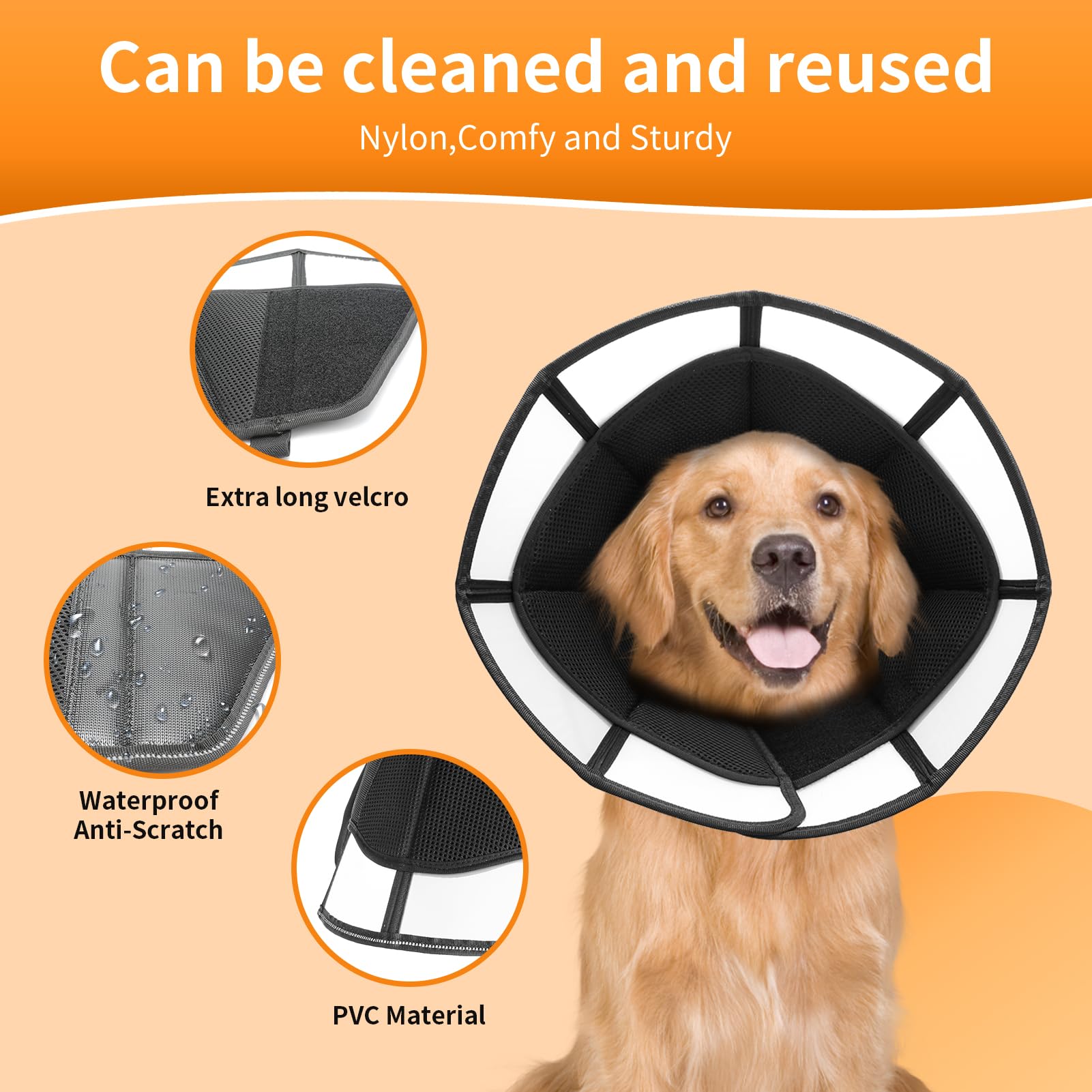 Soft Dog Cone Collar for After Surgery-Breathable Pet Recovery Collar,Adjustable Elizabethan Collar for Wound Care,Suitable for Large,Medium,and Small Dogs and Cats (Black, L (Neck:13-17 in))