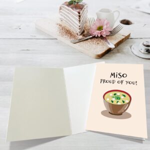 Obbyidk Funny Pun Miso Soup Proud of You Card, Cute Graduation Card for Her Him, Congratulations Card, I Am So Proud of You