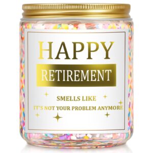 retirement candle gifts, happy retirement gifts for woman men, farewell gifts, funny retirement gifts for coworker, friends, teacher, boss, nurse, doctor, handmade 7oz lavender scented candle