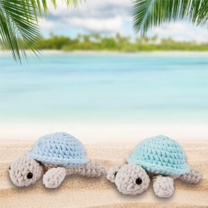 Eelexa Crochet Kit for Beginners, Amigurumi Crocheting Animal Kits, Learn to Crochet with Step-by-Step Video Tutorials for Kids Adults Beginner - 2 Pack Turtles