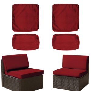 outdoor patio cushion covers replacement, waterproof furniture cushion slipcovers with zipper, fit for wicker rattan sectional couch chair furniture set (4, red)