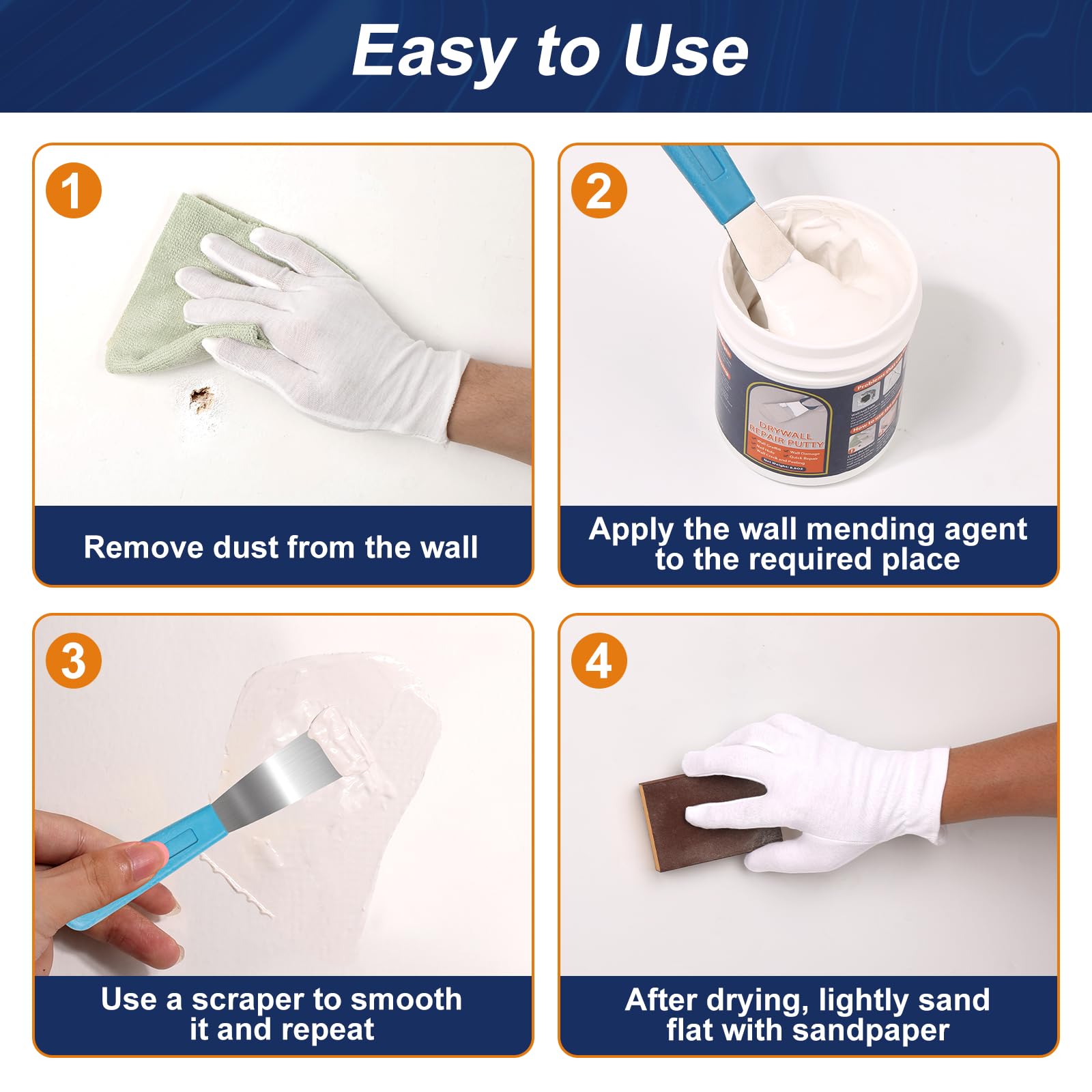 Drywall Repair Kit 8.8OZ Spackle Wall Repair Kit with Scraper Sanding Pad to Quick Fix Wall Surface Holes and Creak Damage Wall Mending Agent for Home Wall Putty Plaster Dent Wood Scratch Repair