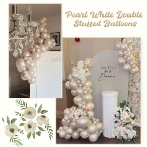 Pearl White Balloons, 78Pcs Double Stuffed Balloons Arch Kit Different Sizes 18/12/10/5 Inch Pearl Ivory Balloon Garland Kit for Wedding Bridal Baby Shower Engagement Birthday