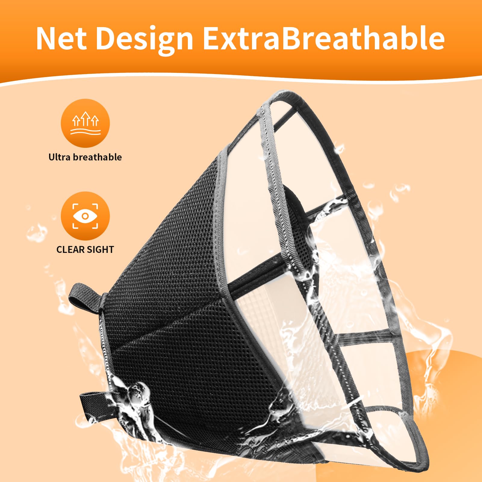 Soft Dog Cone Collar for After Surgery-Breathable Pet Recovery Collar,Adjustable Elizabethan Collar for Wound Care,Suitable for Large,Medium,and Small Dogs and Cats (Black, L (Neck:13-17 in))