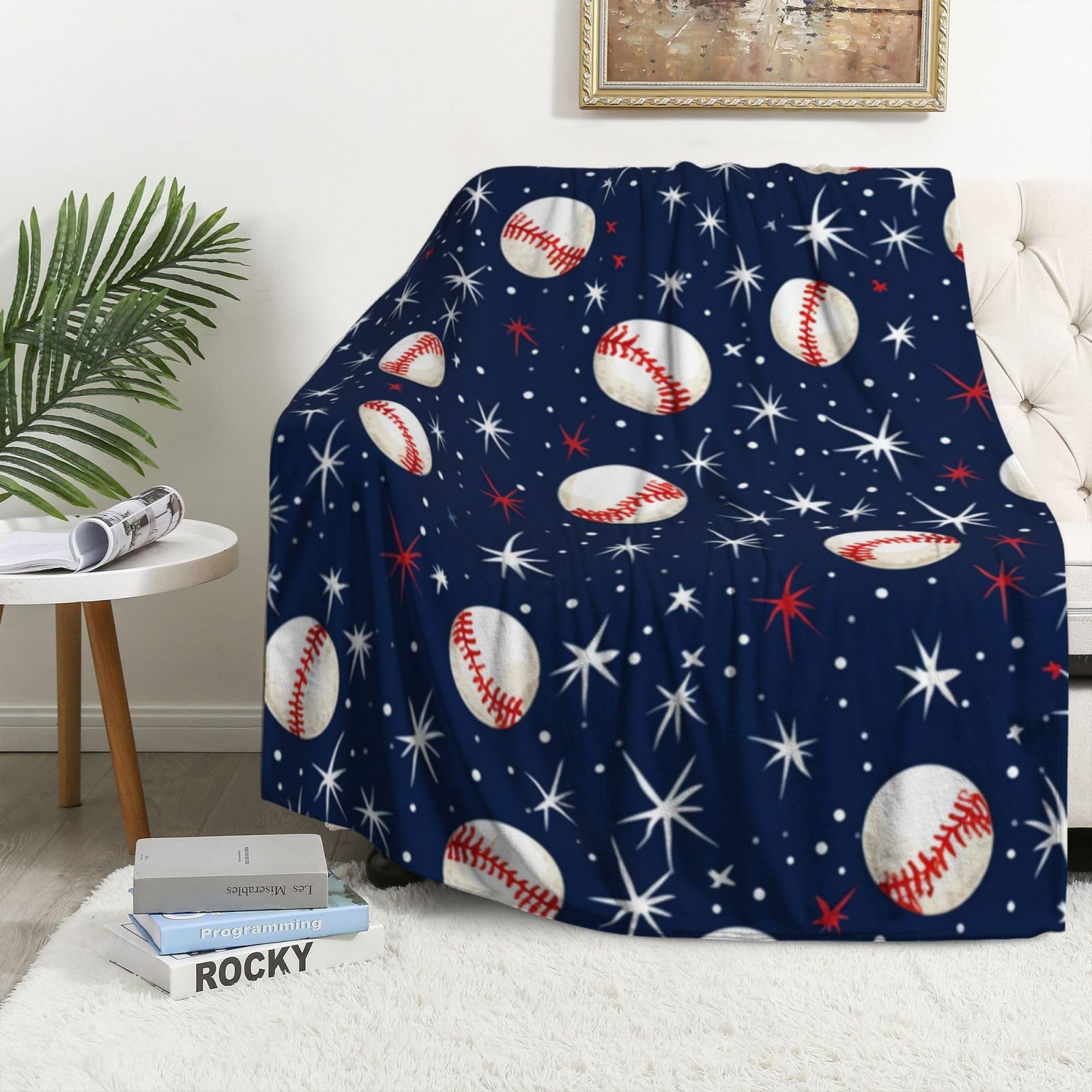 Firmiso Baseball Blanket Deep Blue Thin Throw for Boys Girls, to My Son Daughter Gift for Birthday Christmas Thanksgiving, 40x50 inches, Soft Fleece Throw for Kids, Lightweight