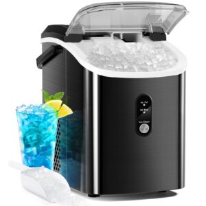 antarctic star nugget countertop ice maker with soft chewable pellet ice, 34lbs/24h, pebble portable ice machine, self-cleaning, one button operation, for kitchen, bar stainless steel black