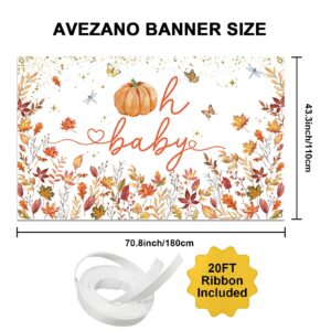 Avezano Pumpkin Baby Shower Backdrop Fall Gender Neutral Oh Baby Background Autumn Little Pumpkin Maple Leaves Baby Shower Party Decorations Banner 70.8 x 43.3 Inch