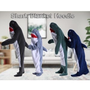 Yaruing Shark Wearable Blanket, Flannel Blanket Hoodie Onesie for Adult & Kids,Hooded Blanket with Sleeves, Soft Cozy Cosplay