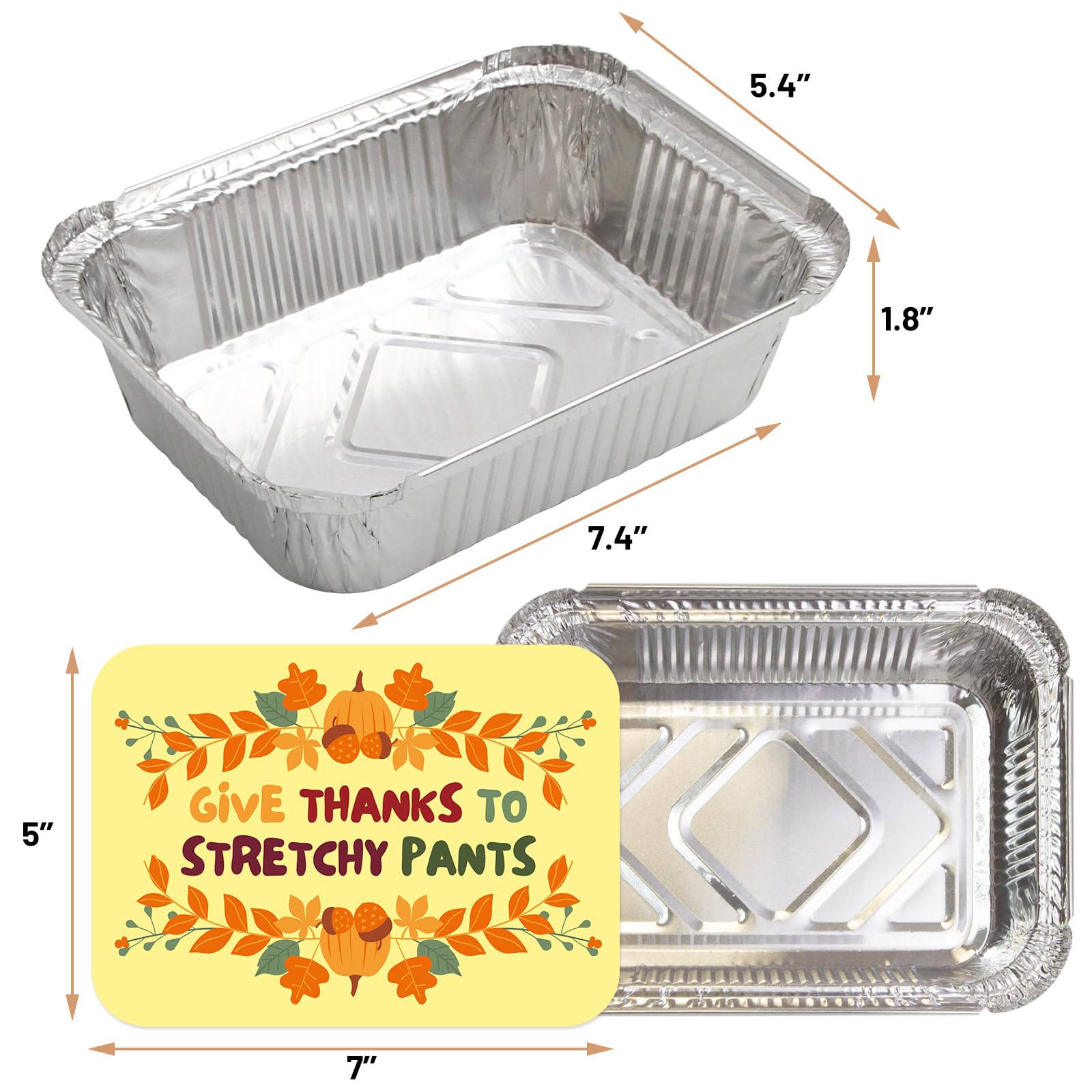 WorldBazaar Funny Thanksgiving Leftover Containers with Lids 36PCS Thanksgiving Tin Foil Food Containers Disposable Turkey Aluminum To Go Containers Thanksgiving Party Supplies