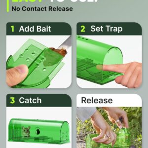 Motel Mouse Humane Mouse Traps No Kill Live Catch and Release 4 Pack - Reusable, Easy to Use & Clean, No Touch Release, Sensitive Includes Cleaning Brush, Instruction Manual & Video - Mousetrap Indoor