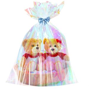 iridescent extra large cellophane bags 40x50 inch 3 pcs cellophane treat bags cellophane wrap for gift baskets 2.5 mil thick