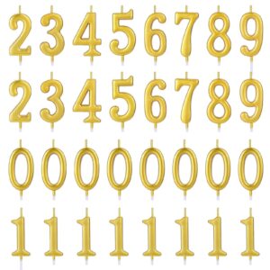 32 pieces number birthday candles gold cake candles number 0-9 cake decoration for birthday ten-year milestone anniversary wedding party celebration (gold)