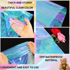 Iridescent Extra Large Cellophane Bags 40x50 Inch 3 PCS Cellophane Treat Bags Cellophane Wrap For Gift Baskets 2.5 Mil Thick