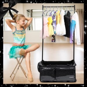 Fanwoli 28" Dance Bag | Shine-Bright Collection | Waterproof Glittering Fabric | Ideal Competition Duffle Bag with Garment Rack | Sparkle Black