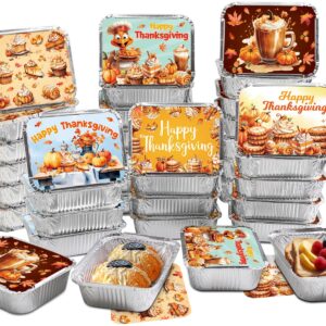 WorldBazaar Thanksgiving Aluminum Containers with Lids 36PCS Thanksgiving Leftover To Go Containers Disposable Fall Turkey Foil Pans Food Sacks Storage Thanksgiving Party Supplies