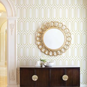 Safiyya Peel and Stick Wallpaper White and Gold Wallpaper Geometric Contact Paper Textured Wallpaper Modern Wallpaper Self Adhesive Removable Wallpaper for Bedroom Vinyl Roll 118"x17.3"