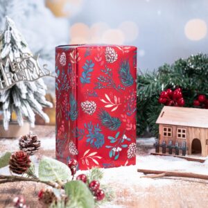 WRAPAHOLIC Christmas Wrapping Paper Roll - Mini Roll - 3 Rolls - 17 Inch x 120 Inch Per Roll - Bird, Christmas Garland, Holly and Pinecones Holiday Design with Metallic Foil Shine