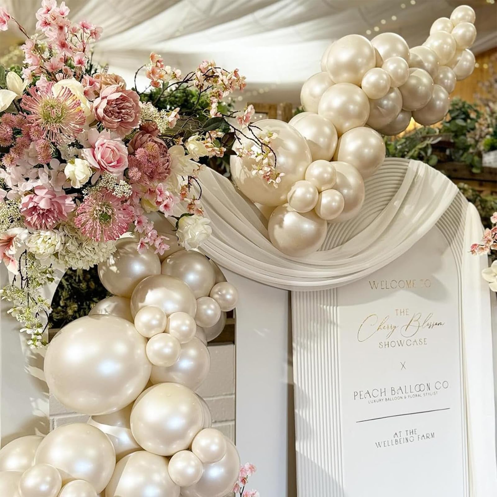 Pearl White Balloons, 78Pcs Double Stuffed Balloons Arch Kit Different Sizes 18/12/10/5 Inch Pearl Ivory Balloon Garland Kit for Wedding Bridal Baby Shower Engagement Birthday