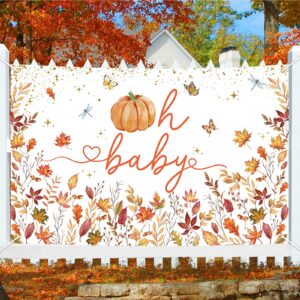 Avezano Pumpkin Baby Shower Backdrop Fall Gender Neutral Oh Baby Background Autumn Little Pumpkin Maple Leaves Baby Shower Party Decorations Banner 70.8 x 43.3 Inch