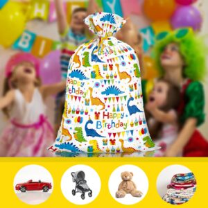 Loveinside Jumbo Large Plastic Gift Bag, Birthday Design Plastic Bag with Tag and Tie for Birthday Party, Graduation, Baby Shower - 56" x 36", 1 Pcs - Dinosaur