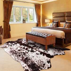 SVATOUCH Premium Cowhide Rug 4.6 x 5.2 Feet,Western Decor Faux Cowhide Rug,Thickened Cow Print Rug,Cow Rug for Bedroom Living Room Home Office Decor