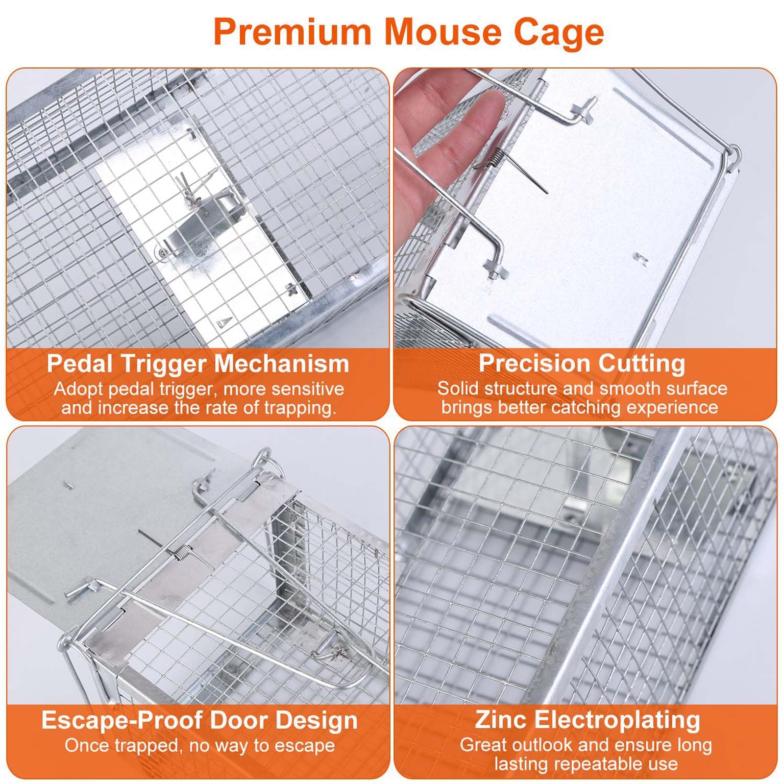 Humane Rat Trap, Mouse Traps Work for Indoor and Outdoor, 16x6x4 Inch Small Rodent Chipmunk Squirrel Trap and Other Live Animal Cage Catch and Release for Kitchen Yard Garage