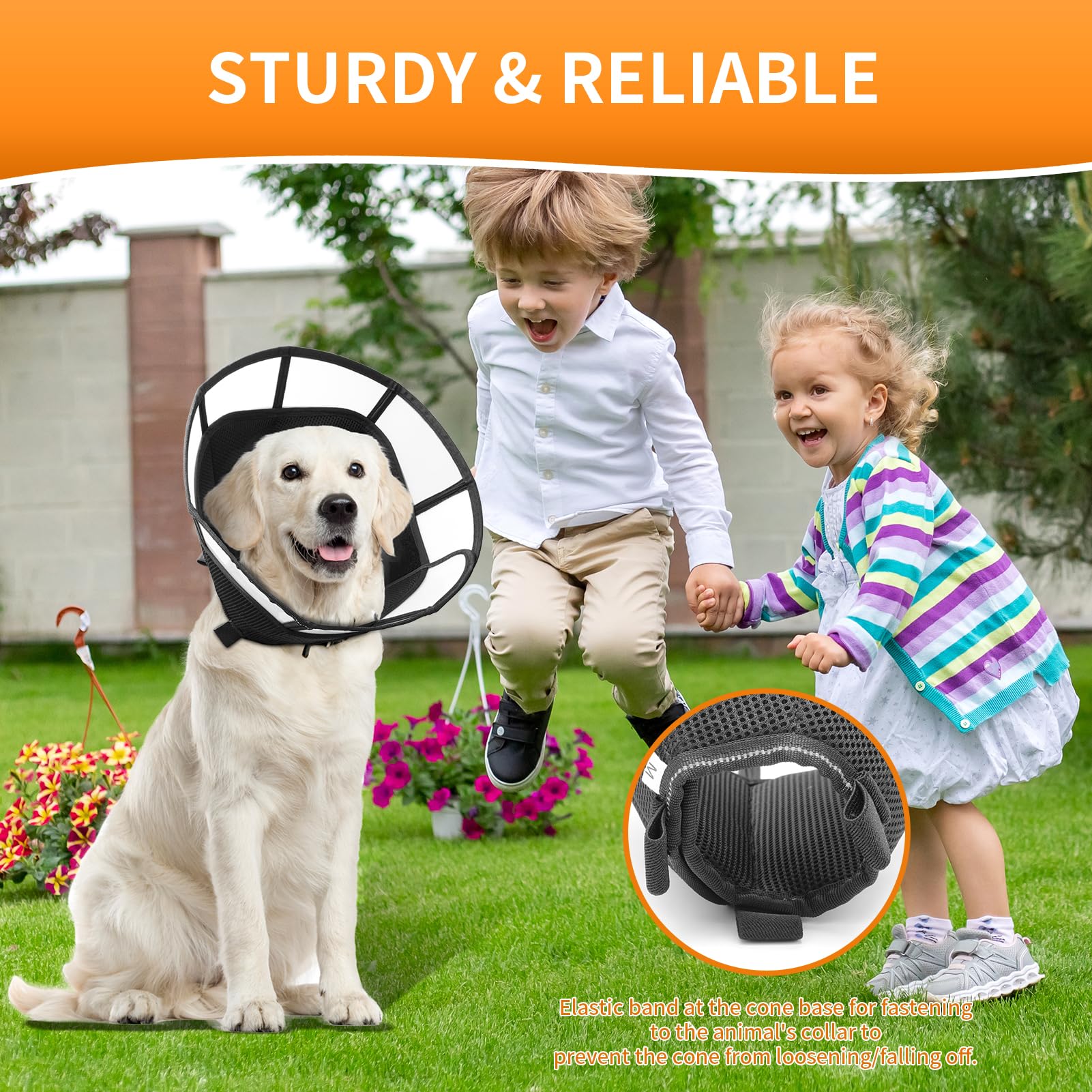 Soft Dog Cone Collar for After Surgery-Breathable Pet Recovery Collar,Adjustable Elizabethan Collar for Wound Care,Suitable for Large,Medium,and Small Dogs and Cats (Black, L (Neck:13-17 in))